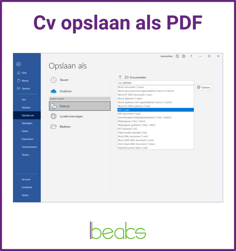 Je cv als PDF of als .doc versturen? Hoe moet het? - Beaks.nl