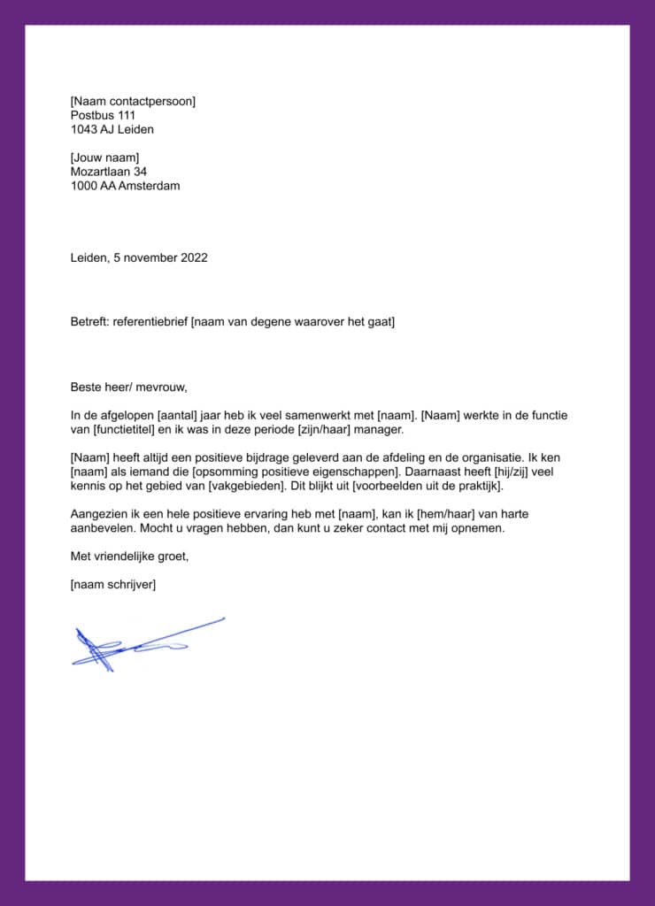 Hoe schrijf je een referentiebrief? Tips en voorbeelden - Beaks.nl