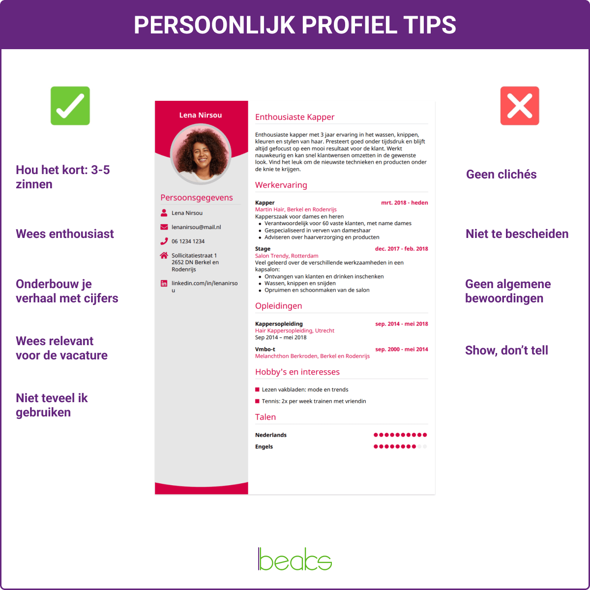 Persoonlijk profiel op je cv: tips en voorbeelden - Beaks.nl