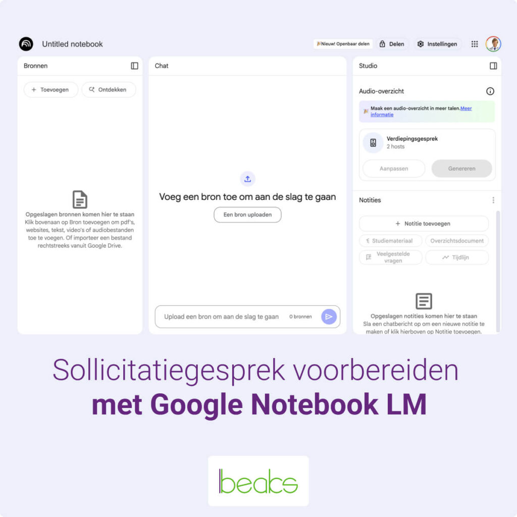 Je sollicitatie voorbereiden met Google's Notebook LM - Beaks.nl