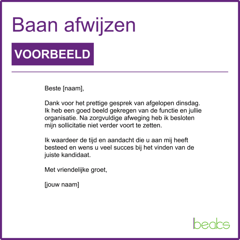 Een baan afwijzen: zo doe je het respectvol en slim - Beaks.nl